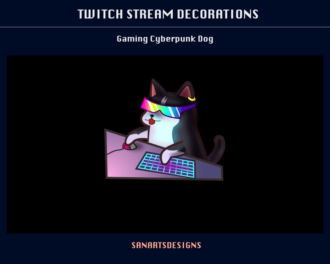 Cute Gaming Cyber Dog Animated Stream Decorations, Cute Gaming Guy ...