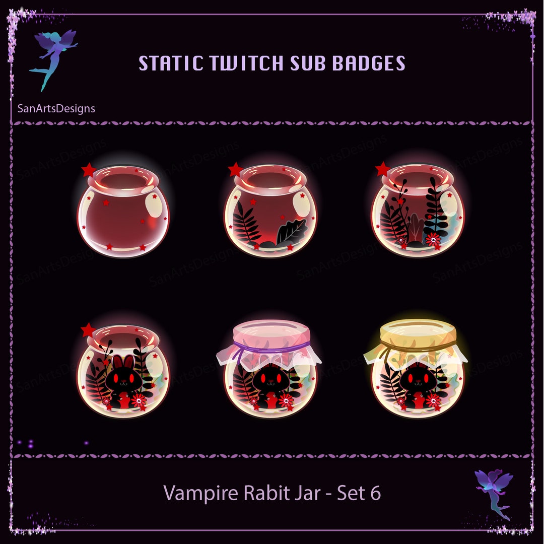Vampire Black Rabbit Jar Twitch Sub Badges, Horror Black Rabbit Jar ...