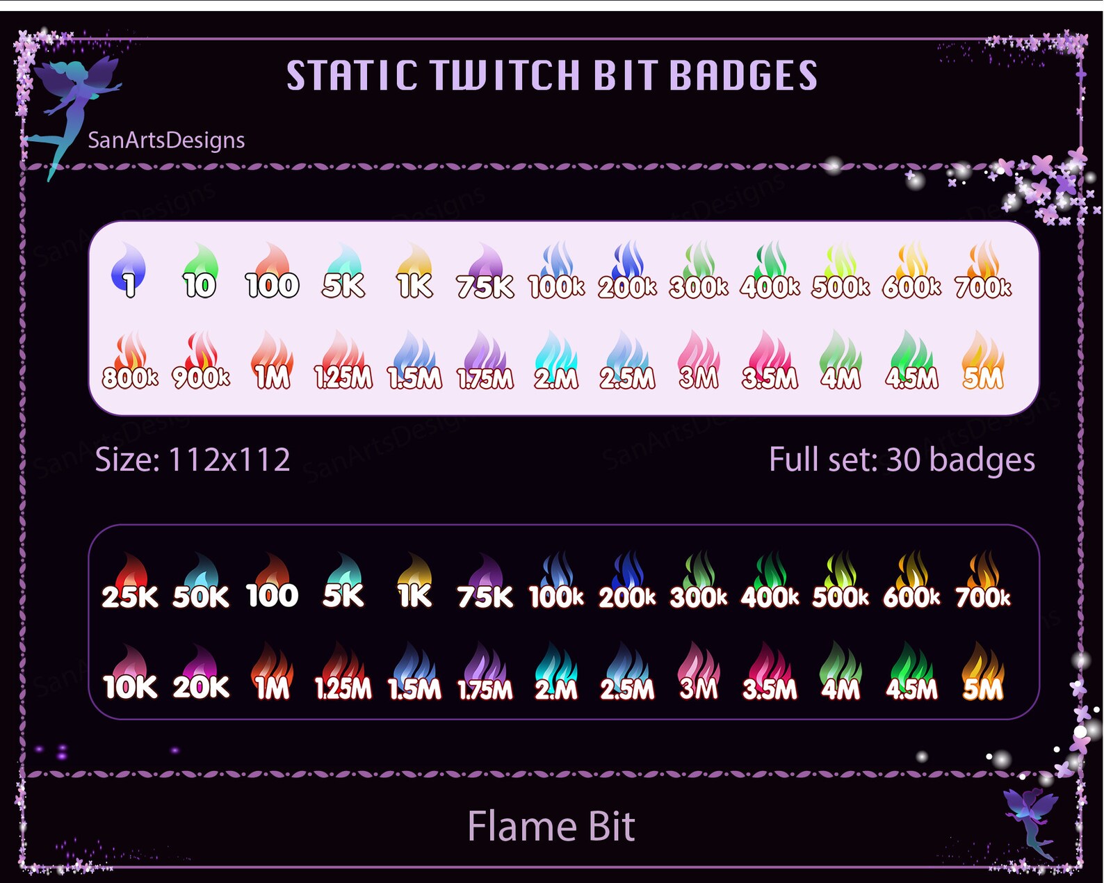 Flame Twitch Bit Badges Colorful Flame Twitch Bit Badges - Etsy