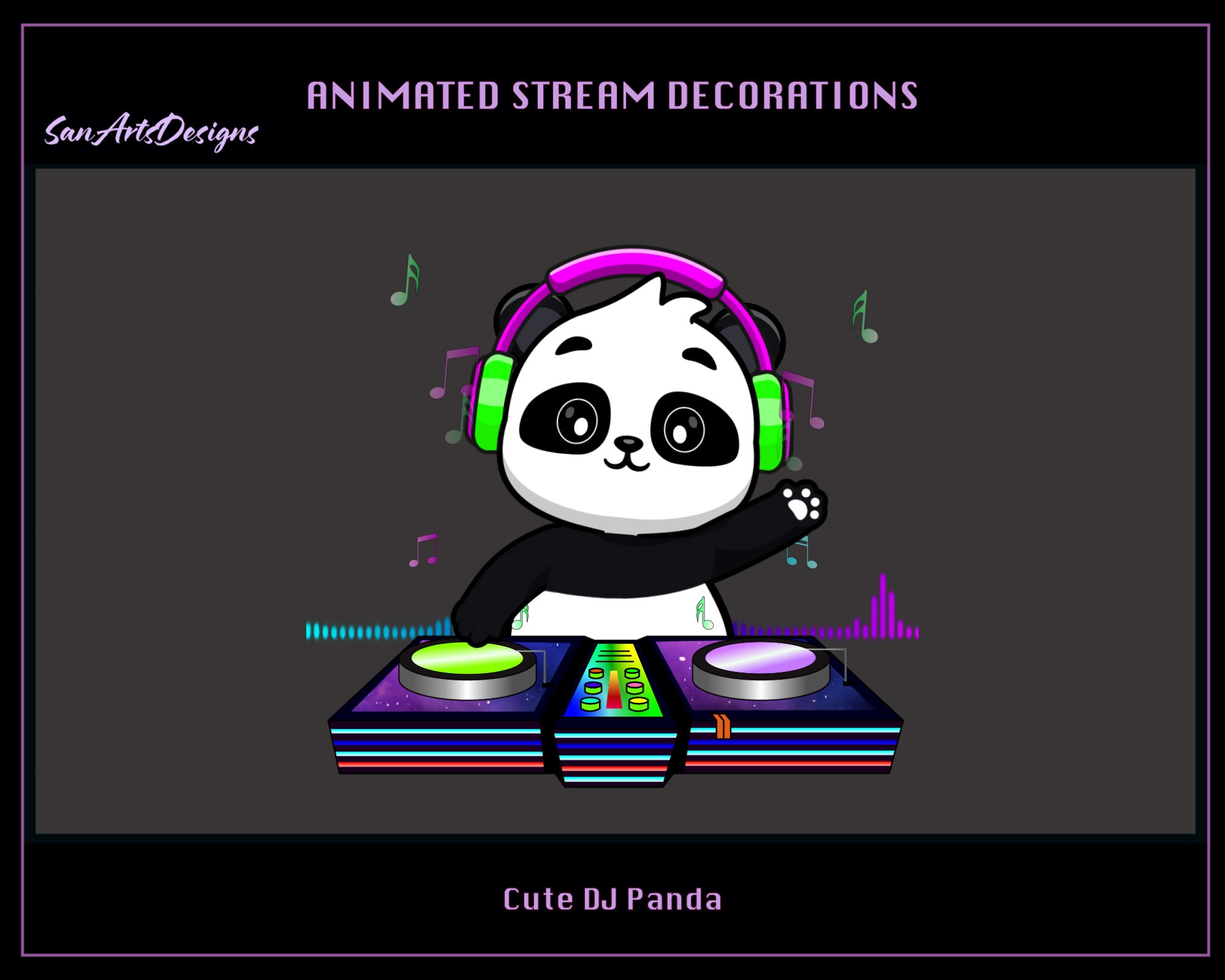Animated Panda DJ Panda Stream Decoration, Animated Cute DJ Panda ...