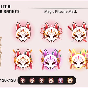 Kitsune Masks Twitch Sub Badges, Nine Tail Fox Masks Twitch Sub Badges ...