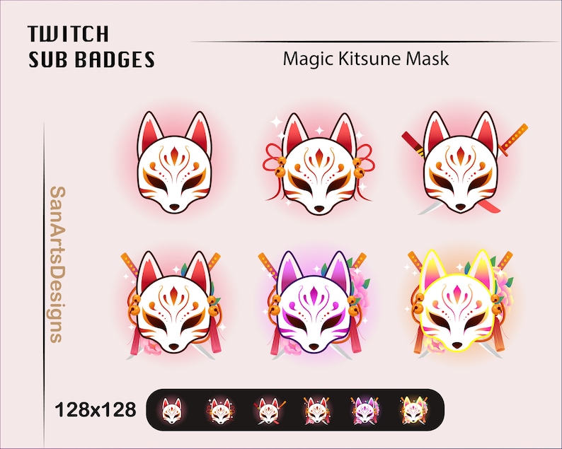 Kitsune Masks Twitch Sub Badges, Nine Tail Fox Masks Twitch Sub Badges ...