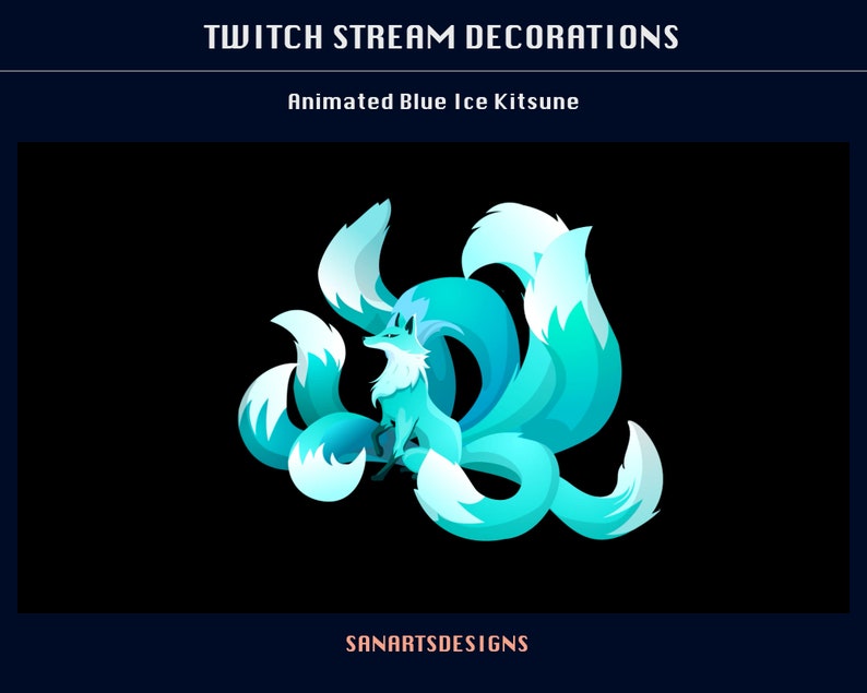 Blue Ice Nine Tail Fox Animated Stream Decorations, Animated Stream ...