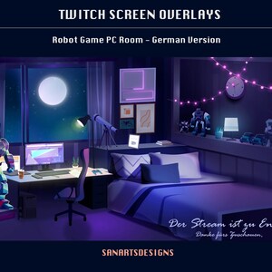 German Animated Stream Overlay Robot Game Room, Animated Twitch Overlay ...