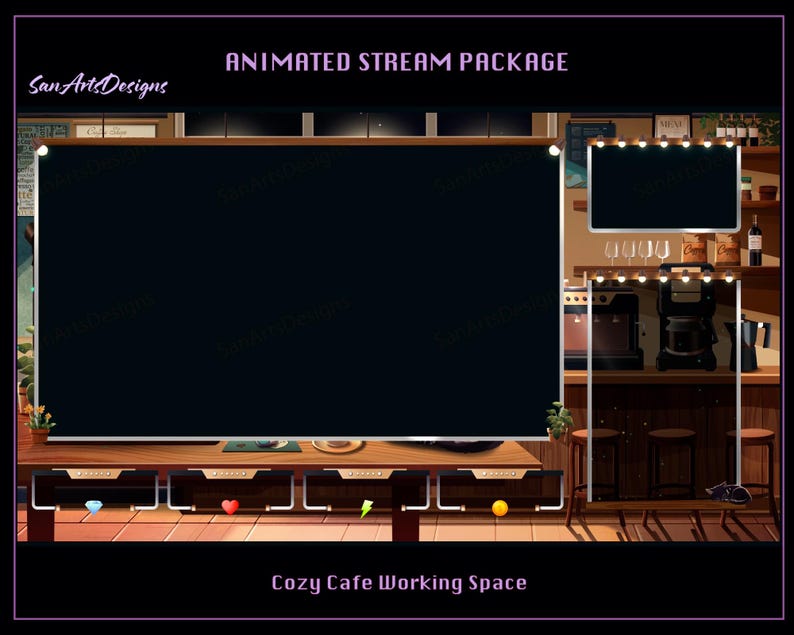 Cozy Cafe Working Space Animated Stream Bundle, Cozy Cafe Twitch ...