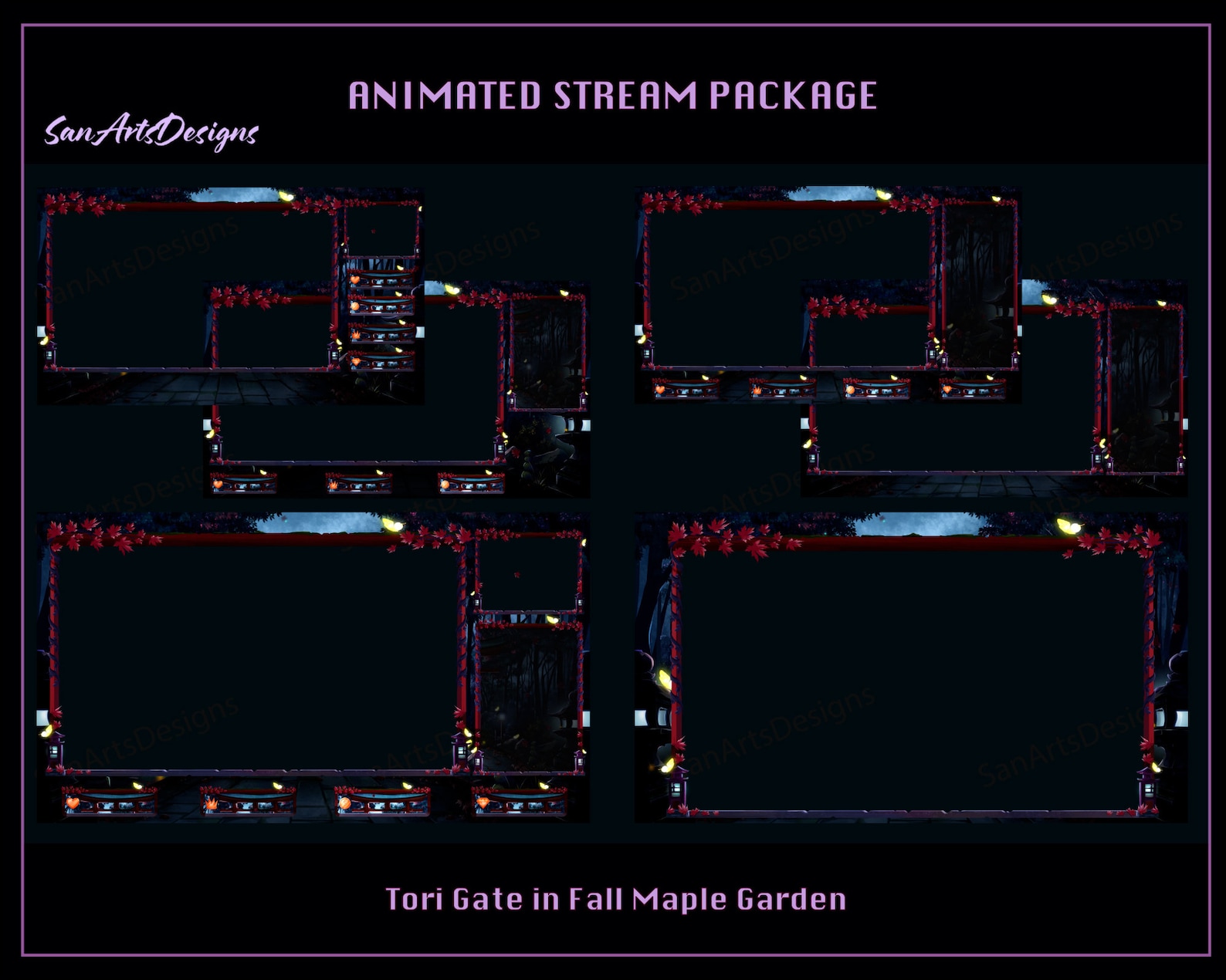 Tori Gate in Fall Animated Twitch Overlay Bundle, Autumn Tori Gate ...