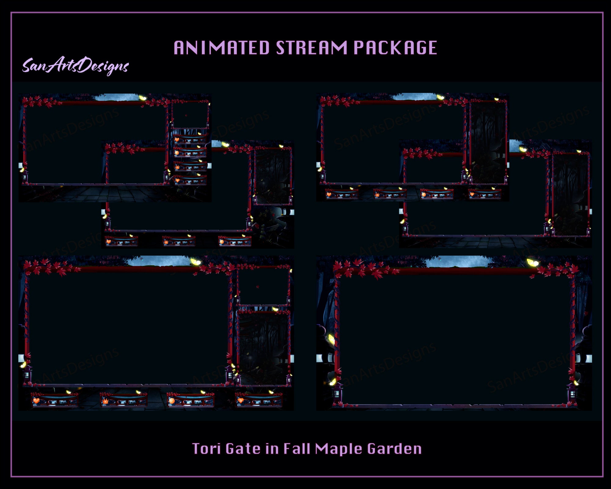 Tori Gate in Fall Animated Twitch Overlay Bundle, Autumn Tori Gate ...