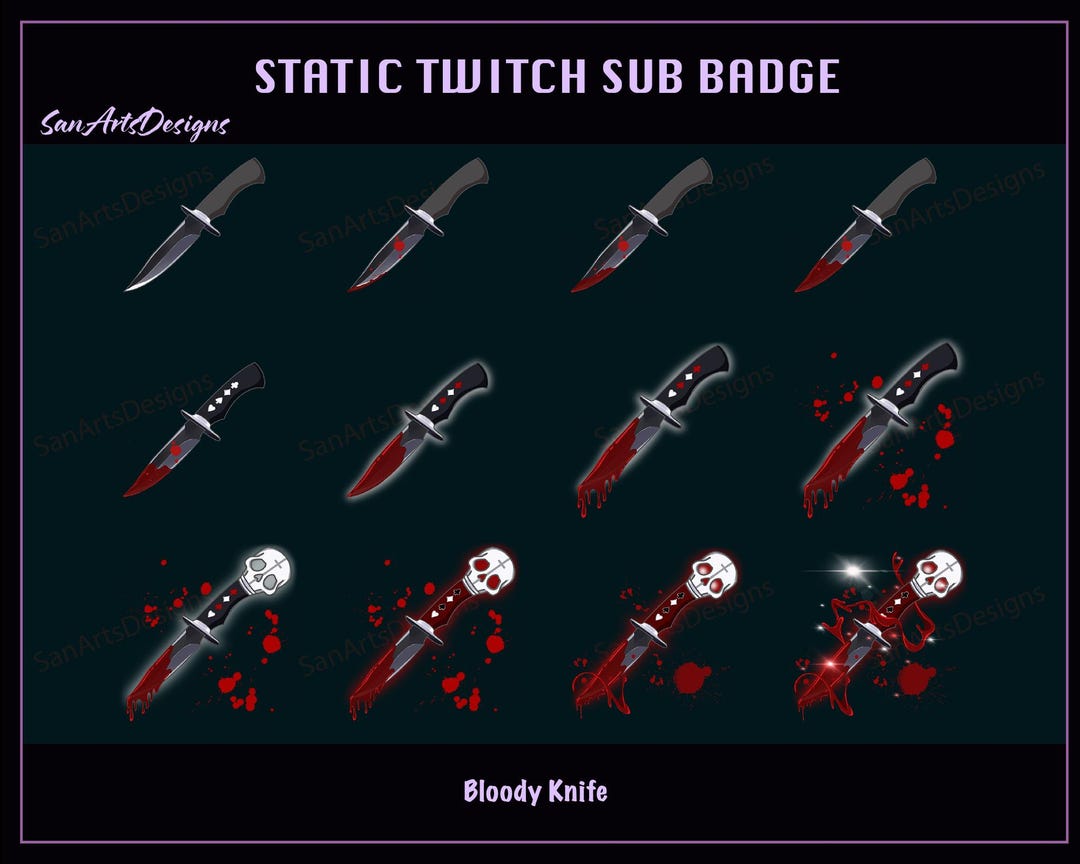 Bloody Knife Twitch Sub Badge, Halloween Devil Knife Twitch Sub Badge ...