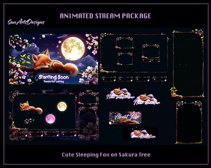 Cozy Fox Gaming Room Twitch Stream Package, Animated Overlay Set With ...