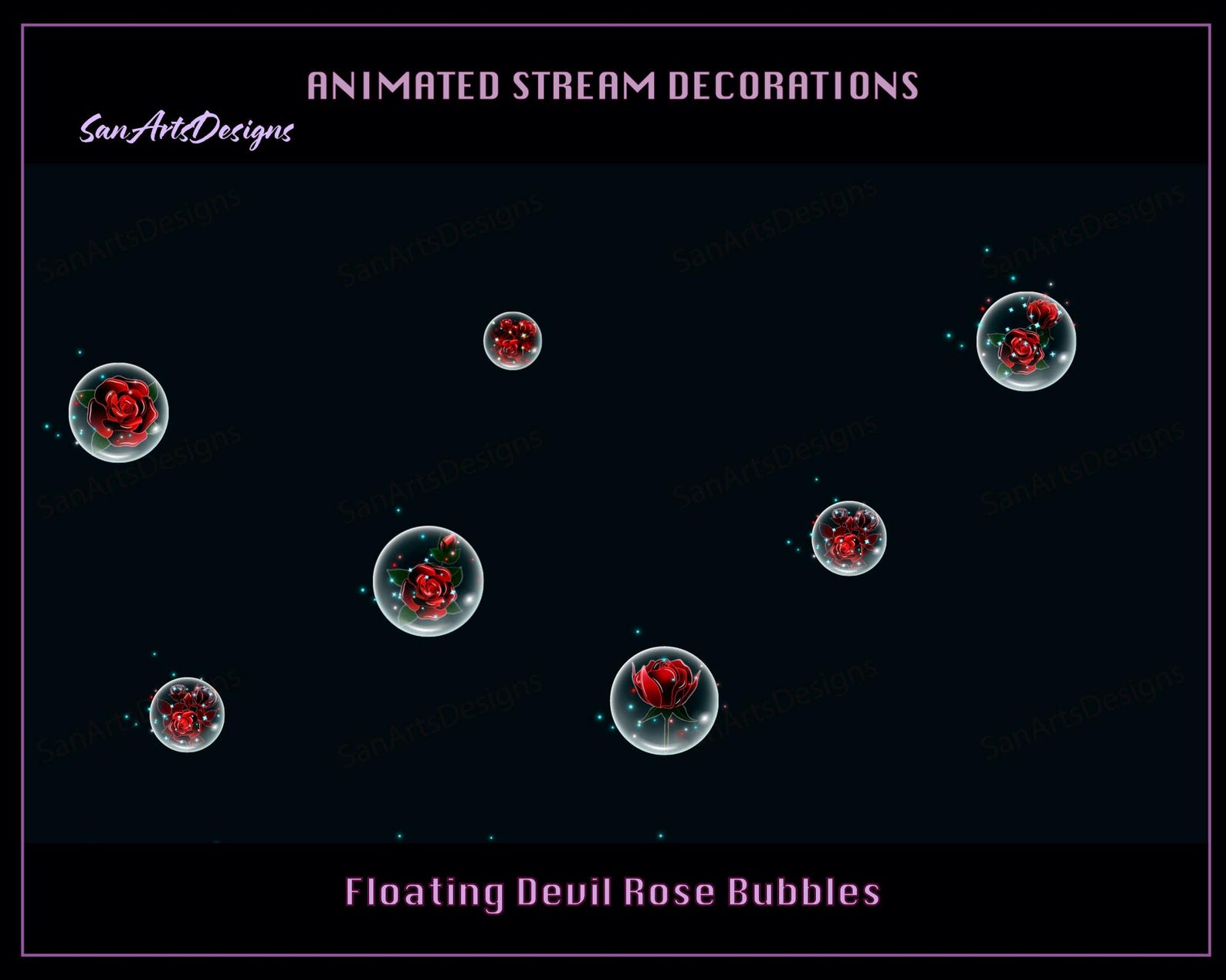 Floating Devil Red Rose Bubbles Animated Stream Decoration, Floating ...