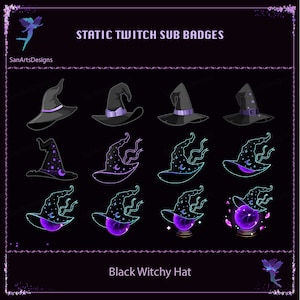 Black Witchy Hat Twitch Sub Badge, Halloween Witchy Hat Twitch Sub ...