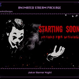 Animated Stream Overlay Package Joker Scary Night, Horror Joker ...