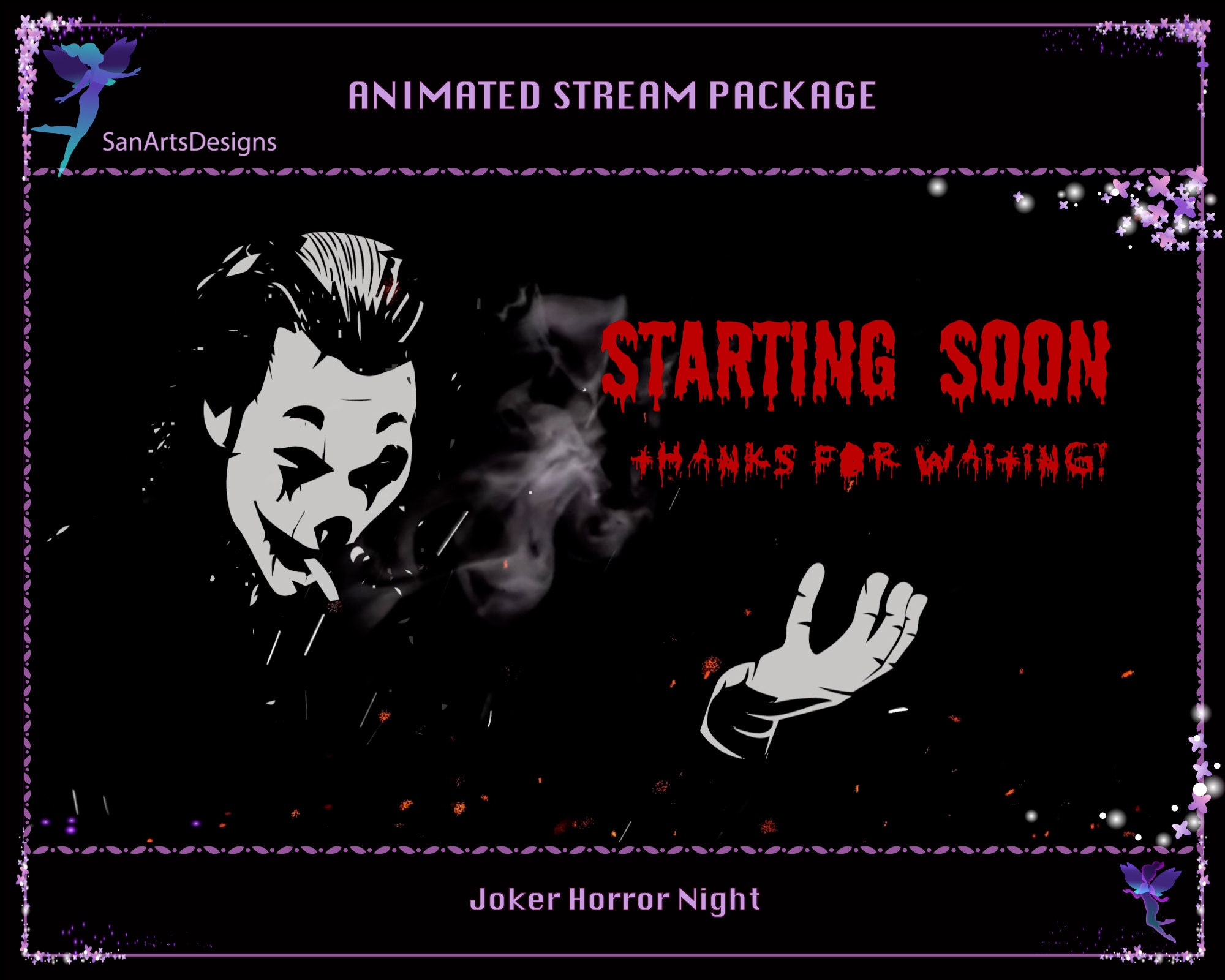 Animated Stream Overlay Package Joker Scary Night, Horror Joker ...
