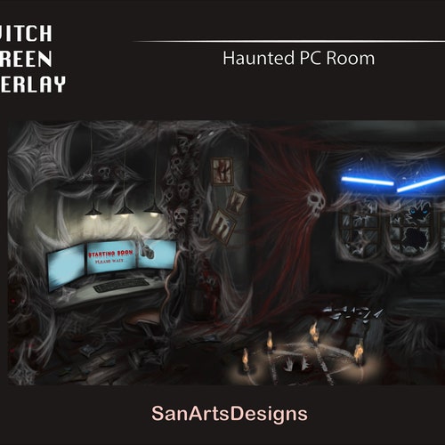 Animated Scenes Haunted PC Room Animated Twitch Overlays PC - Etsy