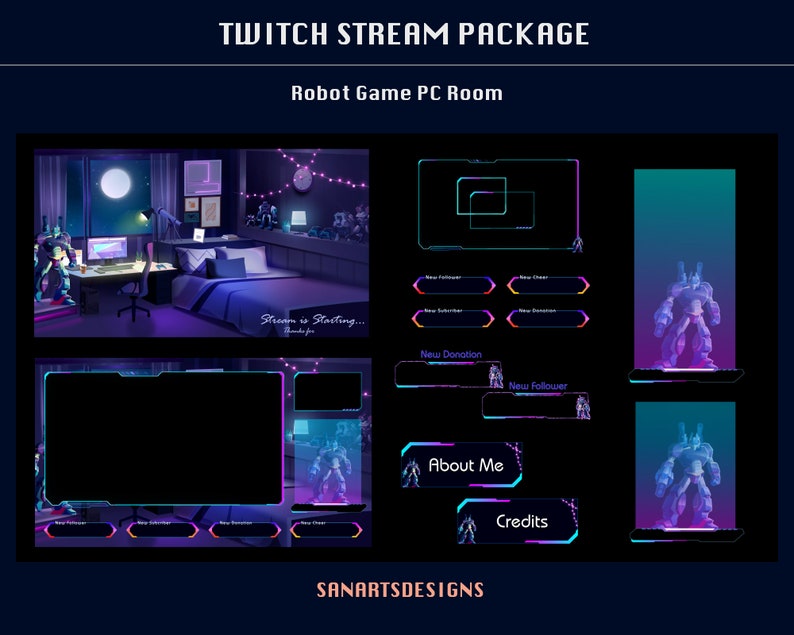 Animated Stream Package Robot Game Room Animated Twitch - Etsy