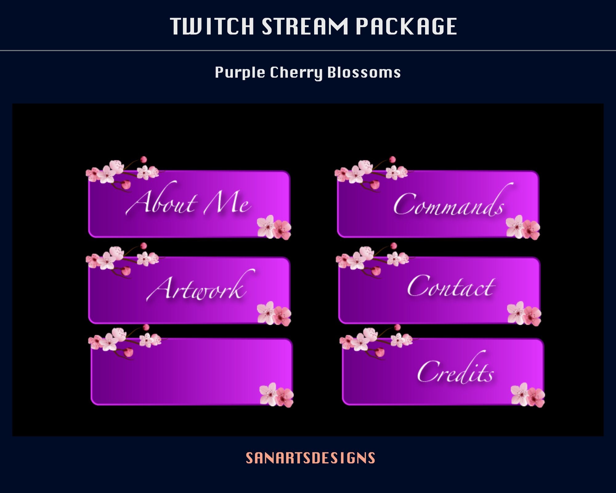Animated Stream Package Purple Cherry Blossom Animated Twitch - Etsy
