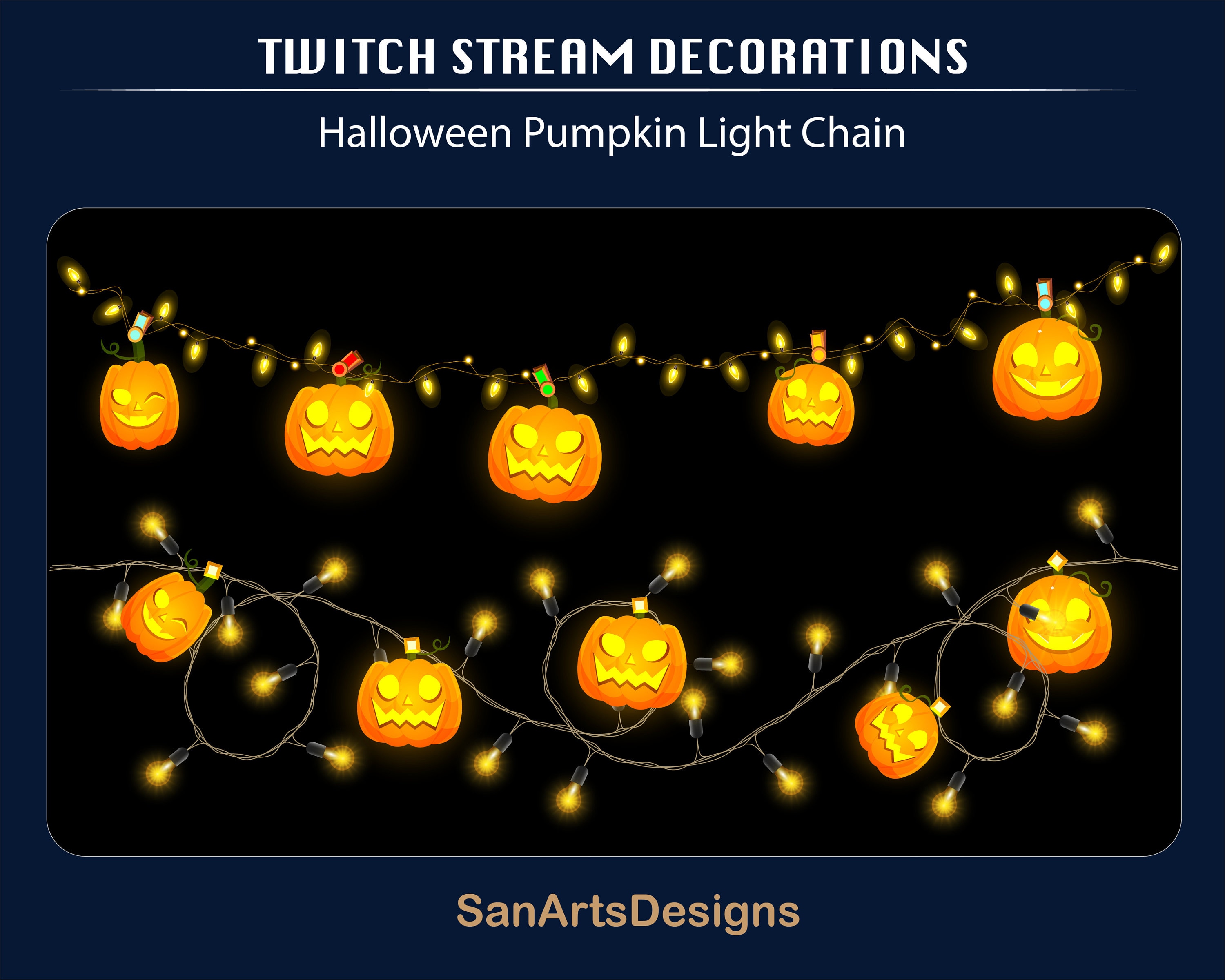 Halloween Pumpkin Light Chains Animated Stream Decorations, Halloween ...