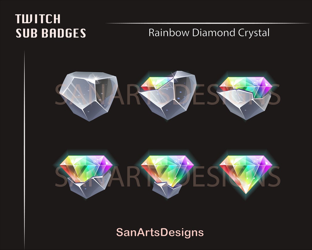 Rainbow Diamond Crystal Twitch Sub Badges / Rainbow Diamond Stone ...