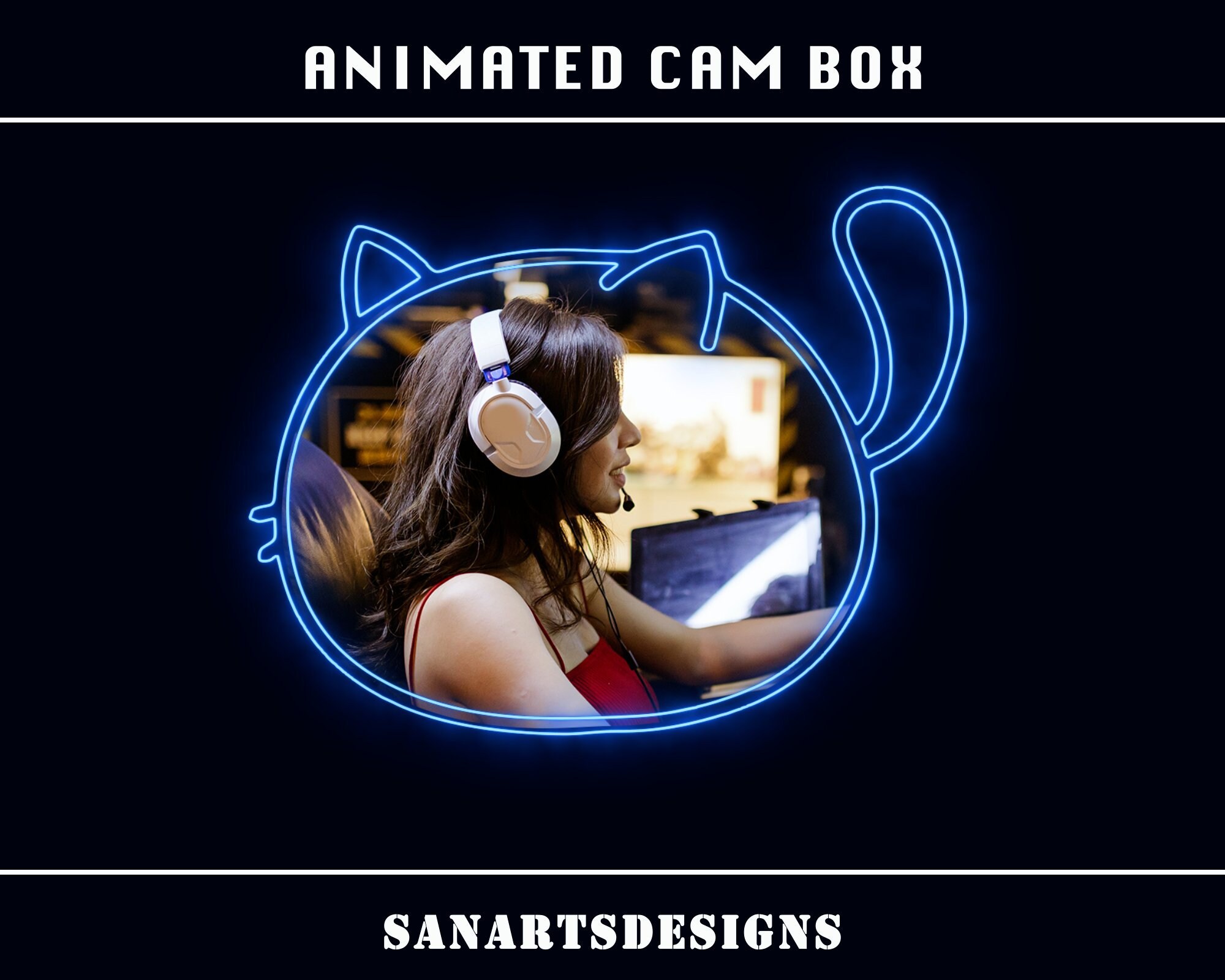 Animated Twitch Camera Frames Neon Cat, Neon Cat Shape Animated Twitch ...
