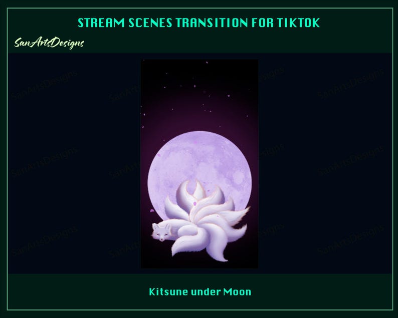Kitsune Under Moon TIKTOK Stream Scenes Transition, Nine Tail Fox ...