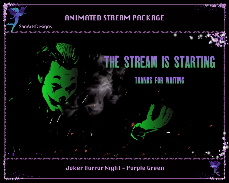 Neon Joker Animated Stream Overlay Package, Neon Joker Animated Twitch ...