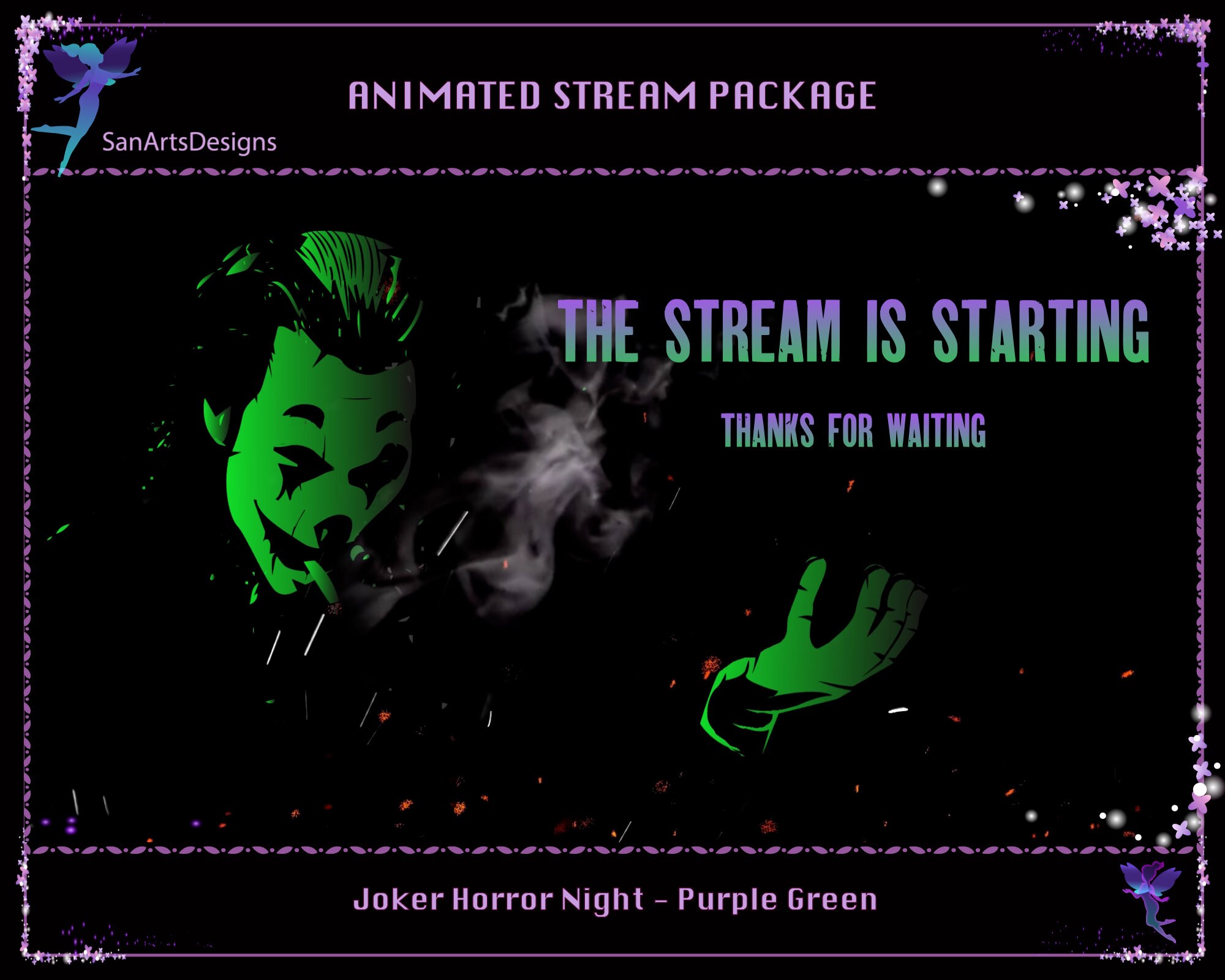 Neon Joker Animated Stream Overlay Package, Neon Joker Animated Twitch ...