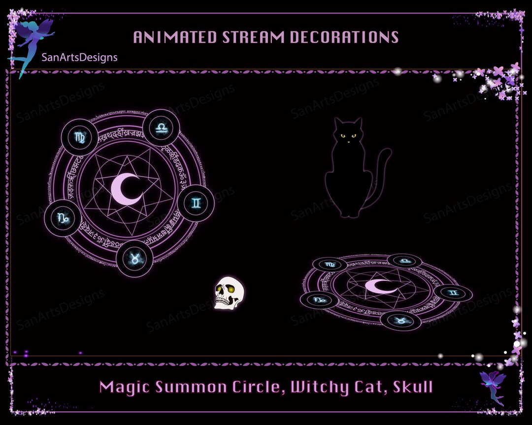 Animated Witchy Stuffs for Stream Decorations, Halloween Witchy Black ...