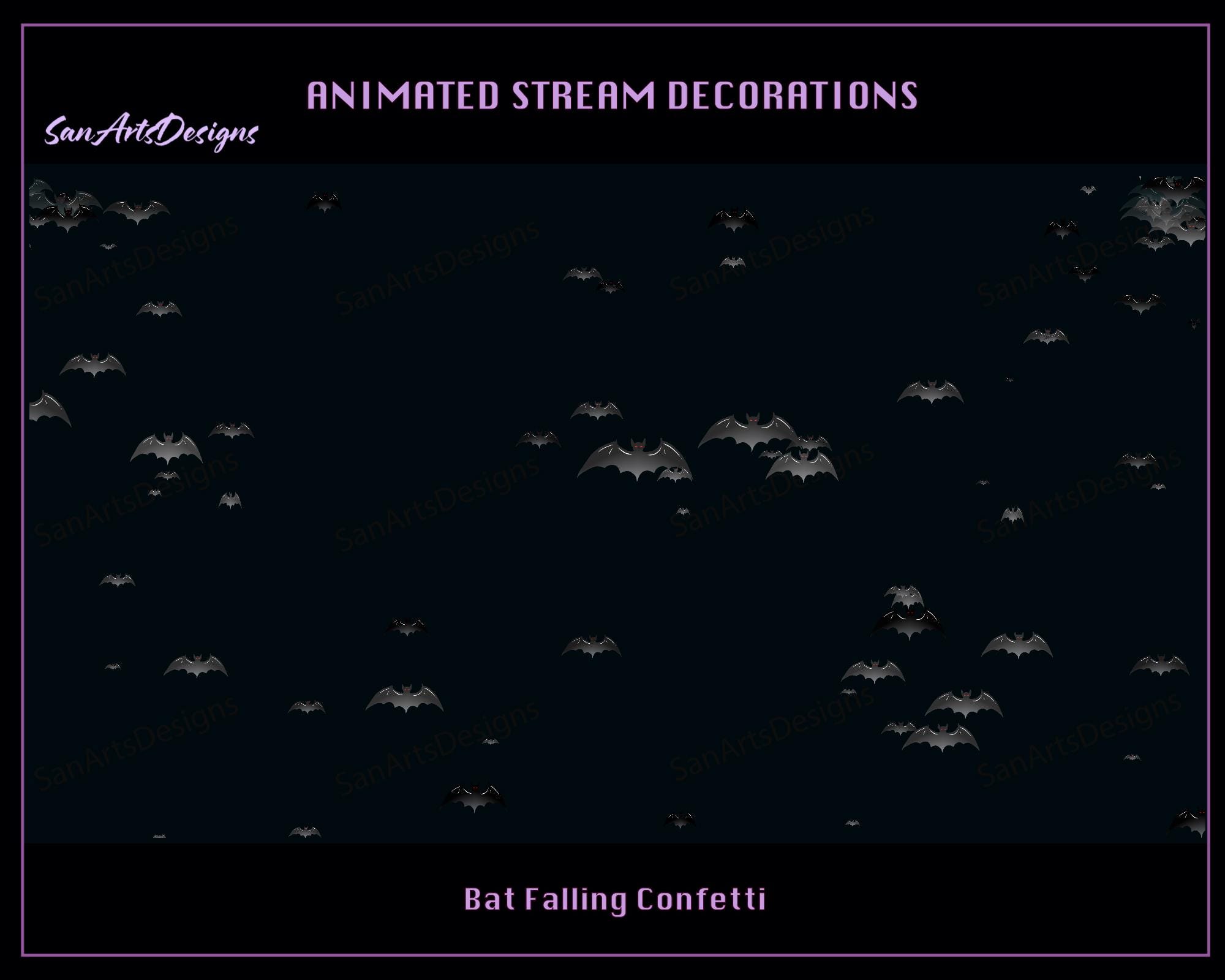 Flying Bat Confetti Shooting Animated Stream Overlays, Black Bat ...