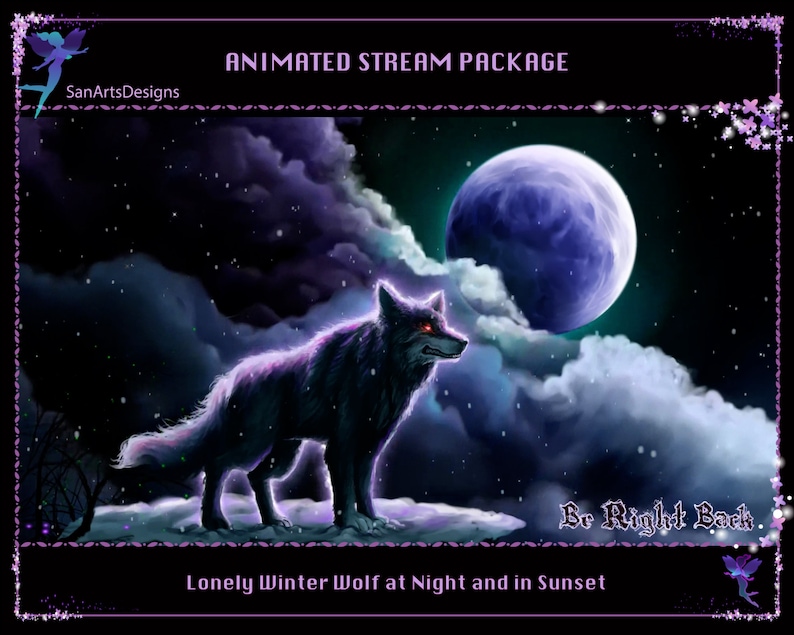 Animated Stream Bundle Lonely Winter Wolf, Animated Twitch Overlay ...