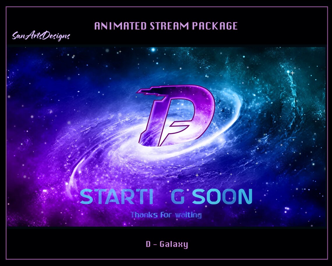 Animated D Galaxy Stream Bundle, Named Galaxy Twitch Overlays, D Galaxy ...