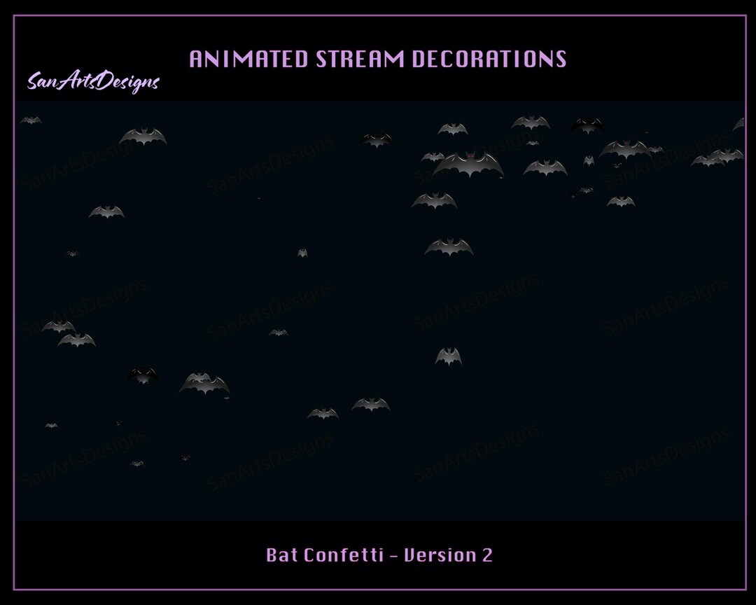 Bat Confetti Shooting Animated Stream Overlays, Black Bat Confetti ...