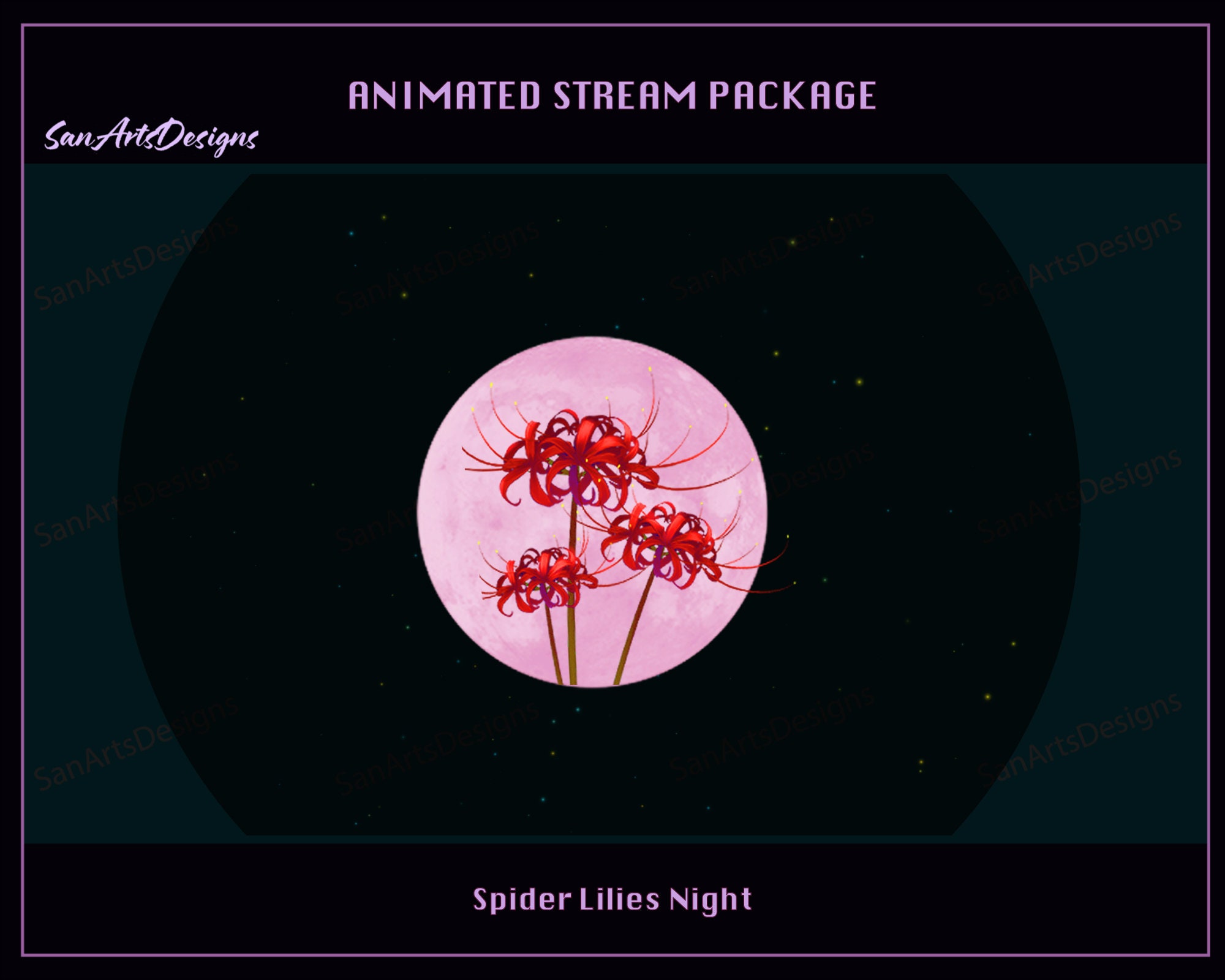 Animated Stream Package Spider Lily Garden, Animated Twitch Overlays ...
