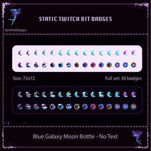 Blue Galaxy Moon Bottle Twitch Sub Bit Badges, Galaxy Moon Twitch Sub ...