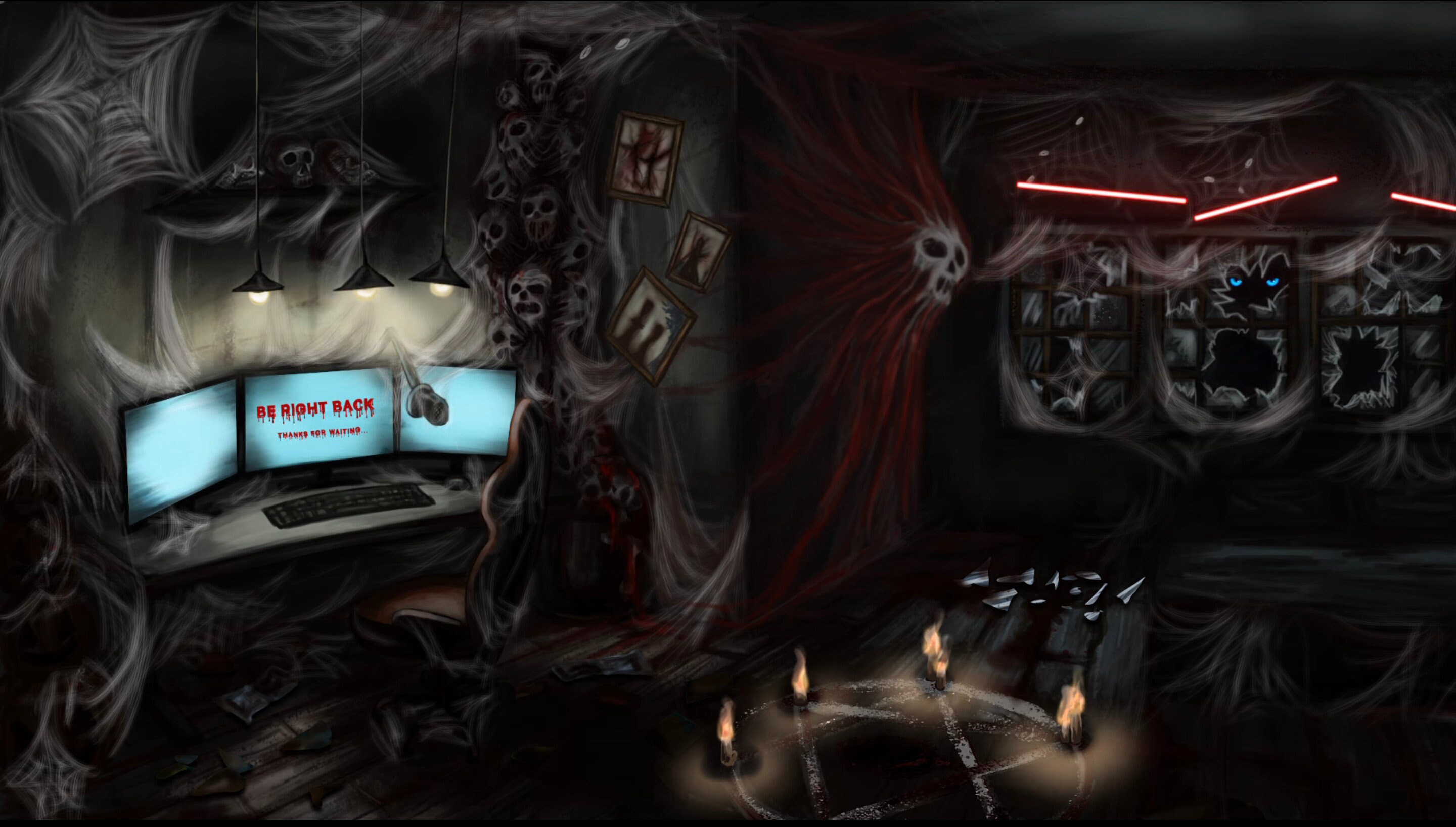 Animated Scenes Bloody Haunted PC Room Animated Twitch - Etsy