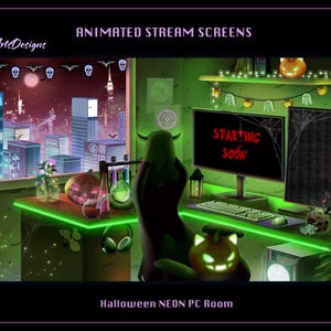 Halloween PC Room Animated Stream Overlays, Spooky PC Room Twitch ...