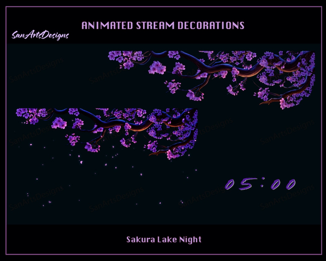 Sakura Branch and Timer Animated Stream Decorations, Falling Sakura ...