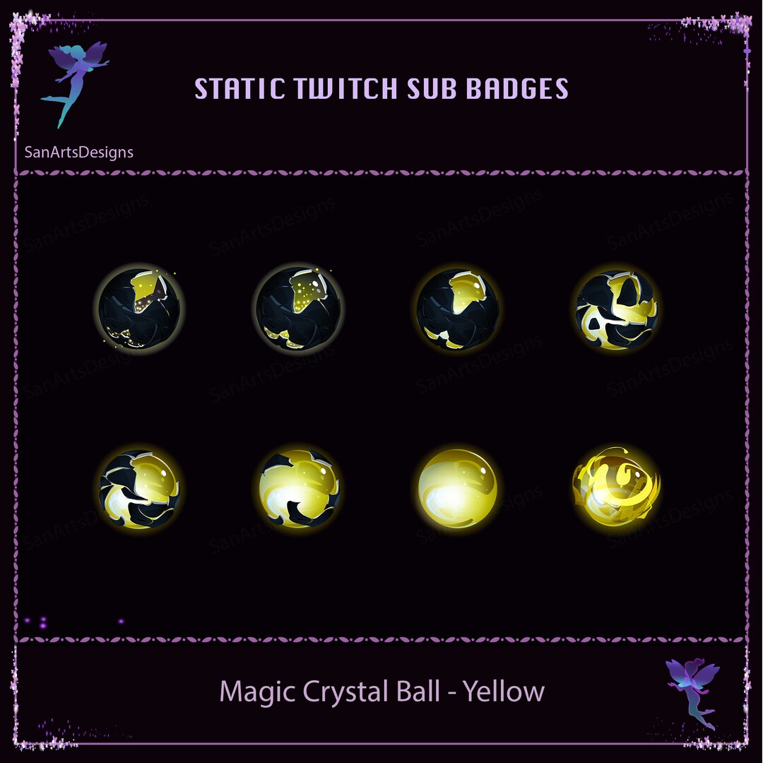 Yellow Magic Crystal Ball Twitch Sub Badges, Yellow Soul Orb Twitch Sub ...