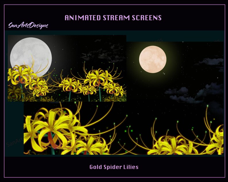Animated Stream Overlay Gold Spider Lily Garden, Animated Twitch ...