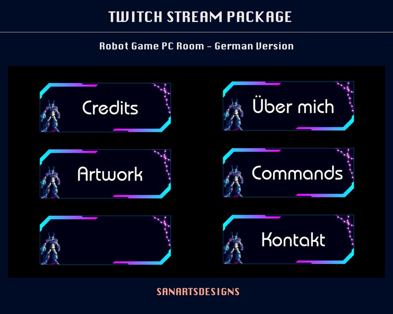 German Animated Stream Package Robot Game Room Animated - Etsy