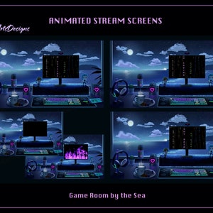 Game Room by the Sea Animated Stream Screen, Seaview Game Room Animated ...