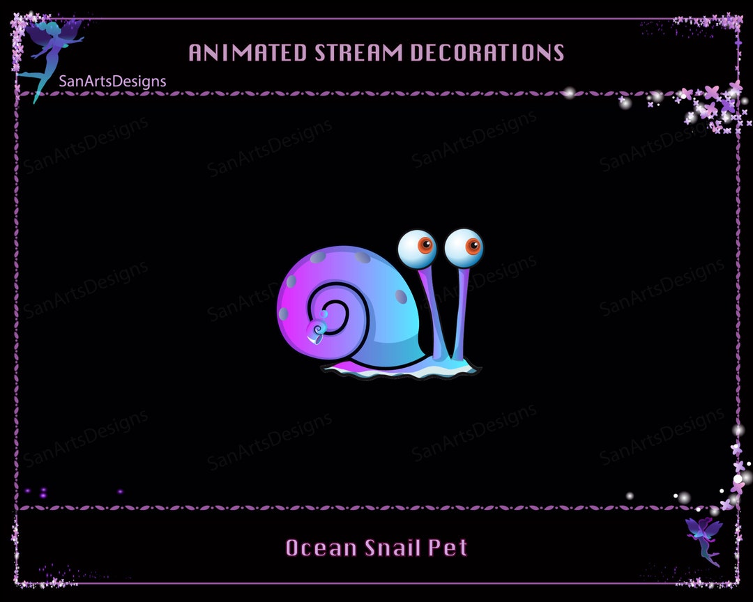 Cute Ocean Snail Pet Animated Stream Decoration, Cute Snail Pet Twitch ...