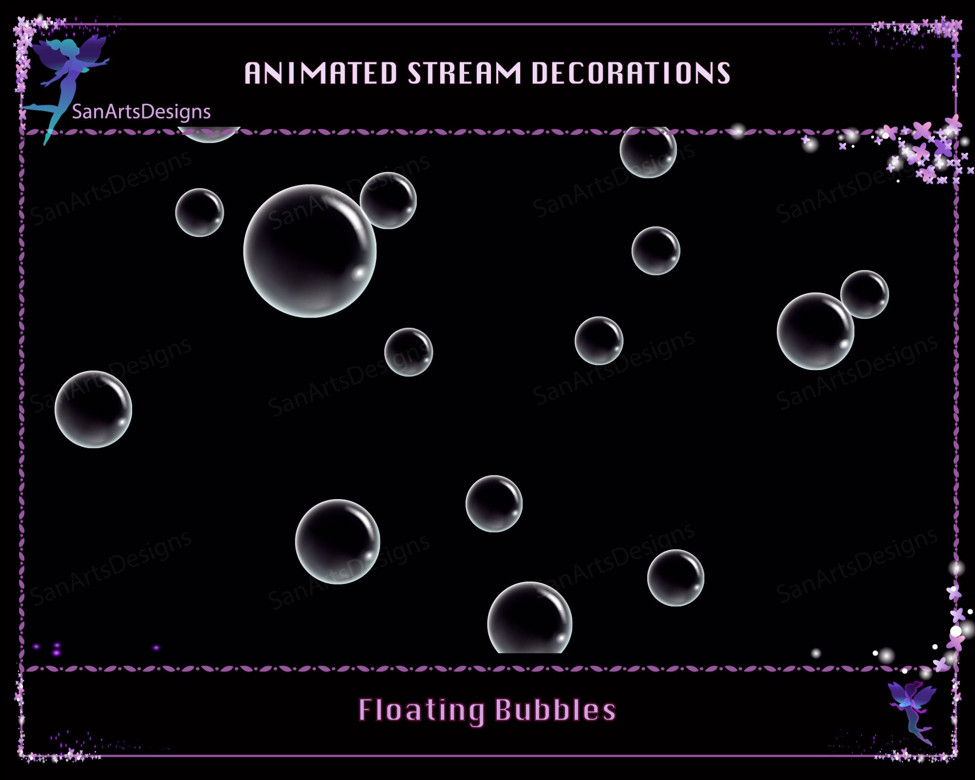 Floating Bubbles Animated Stream Decoration, Flying Blue Purple White ...