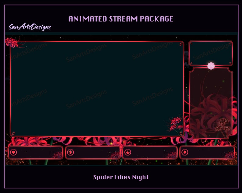 Animated Stream Package Spider Lily Garden, Animated Twitch Overlays ...