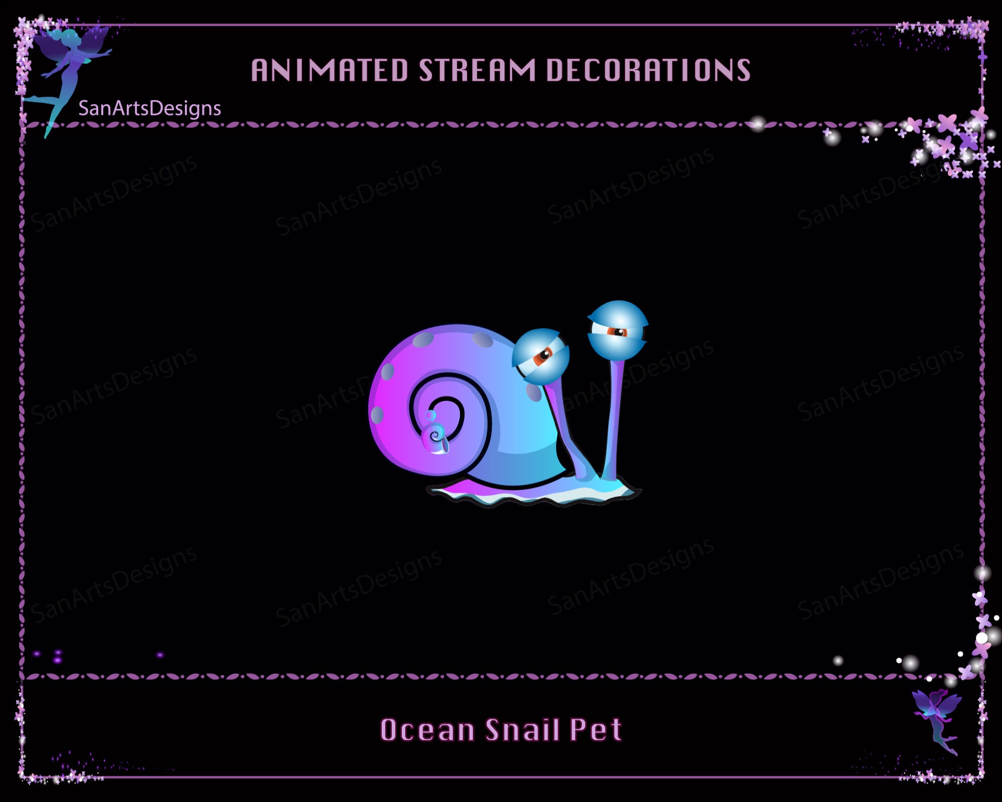 Cute Ocean Snail Pet Animated Stream Decoration, Cute Snail Pet Twitch ...