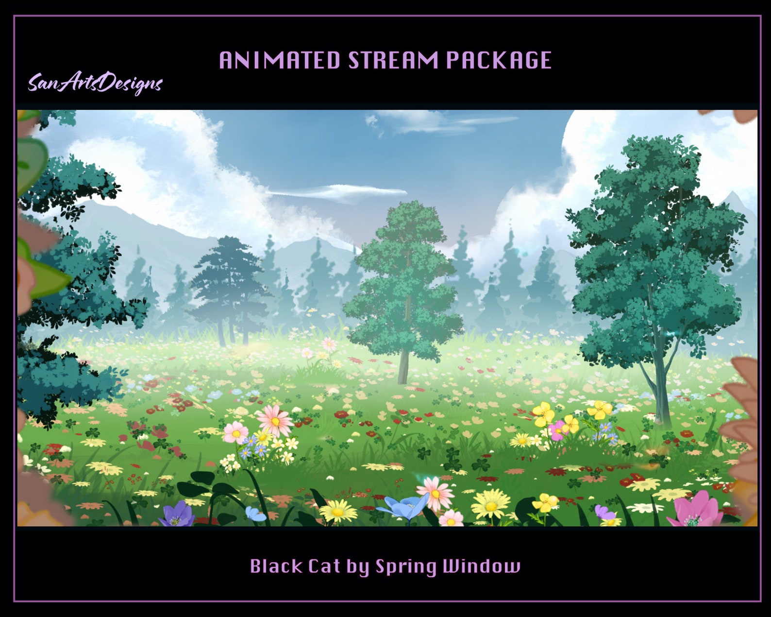 Animated Stream Overlay Package Black Cat by the SPRING Window ...