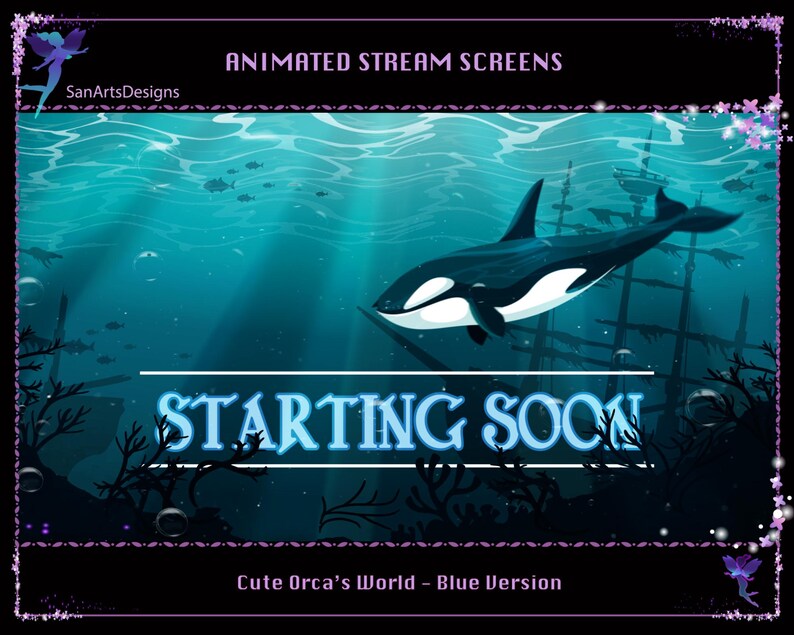 Animated Stream Overlays Whale in Teal Blue Ocean, Cool Summer Sea ...