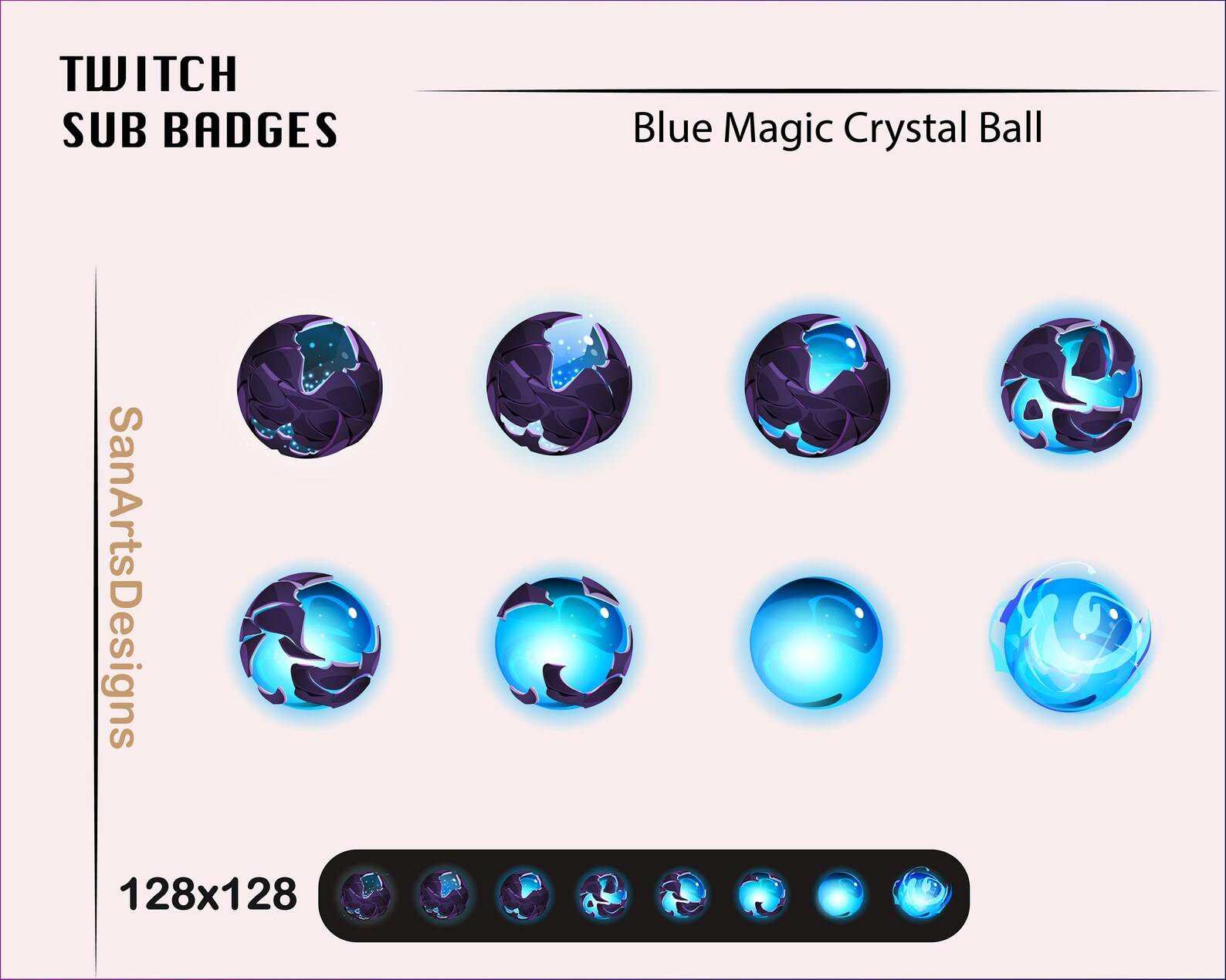 Blue Magic Crystal Ball Twitch Sub Badges / Kawaii Sub Bit Badges for ...