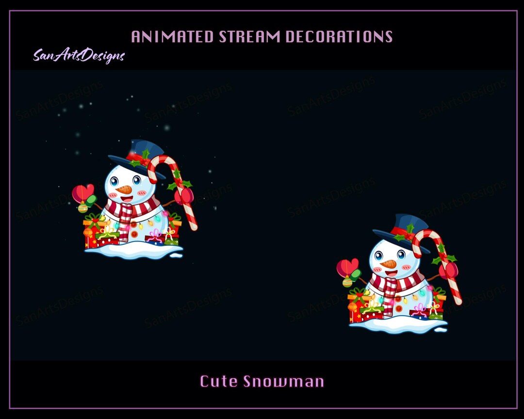 Cute Snowman Animated Stream Decorations, Cute Snowman Twitch ...