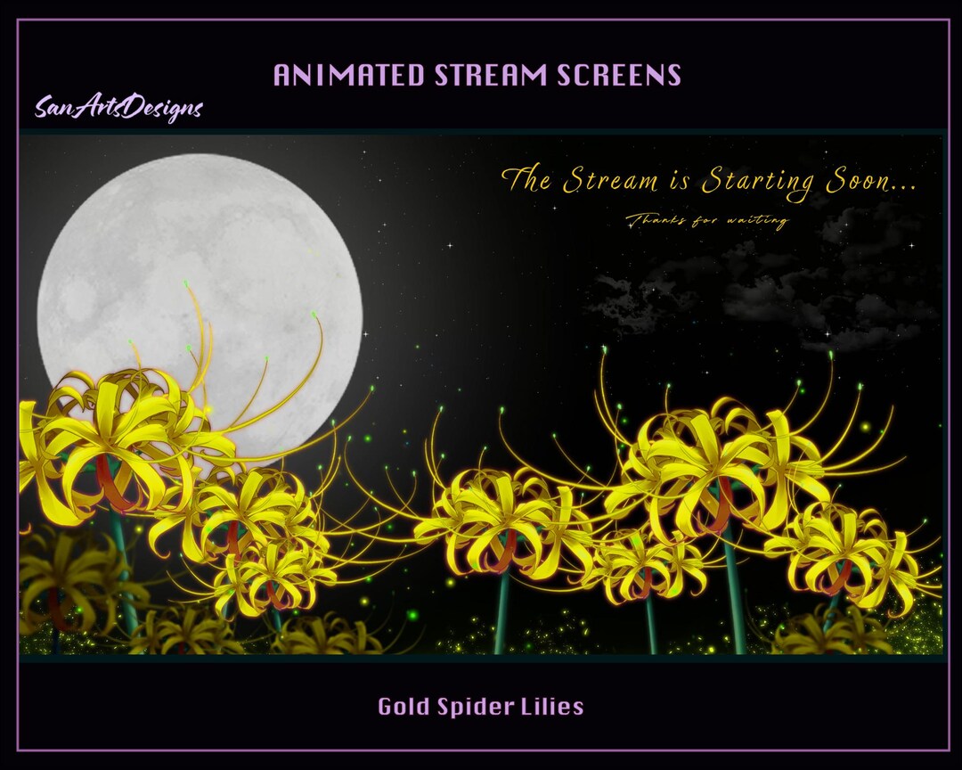 Animated Stream Overlay Gold Spider Lily Garden, Animated Twitch ...