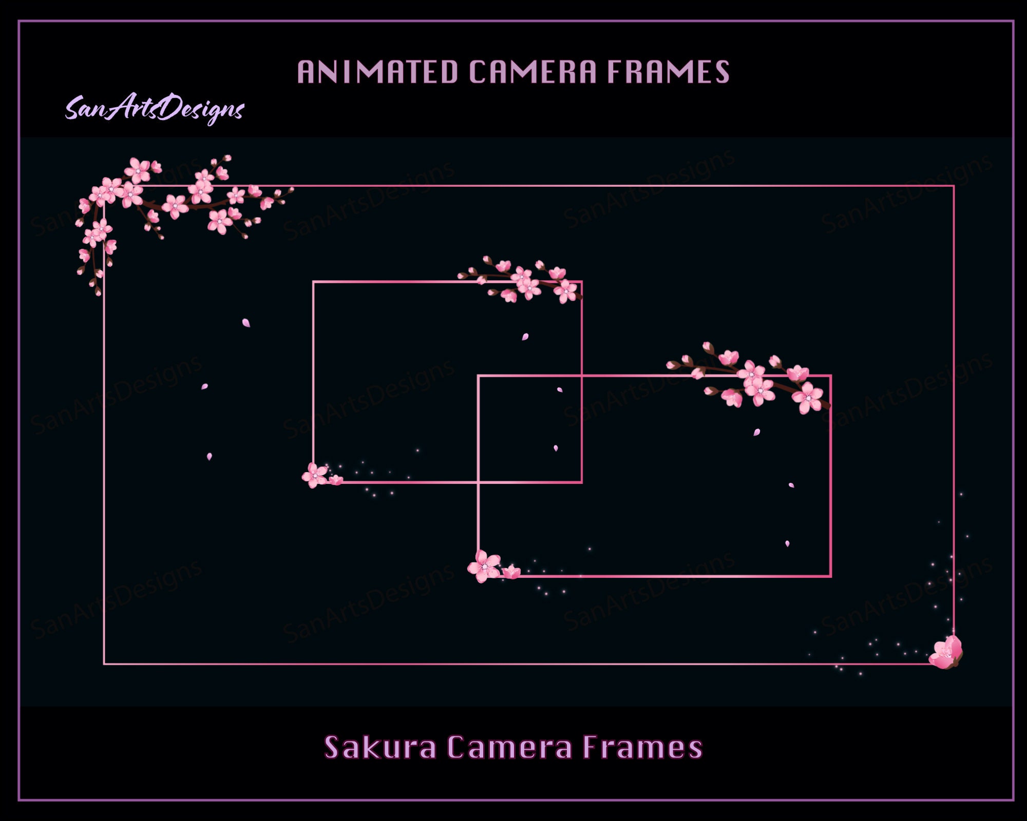 Pink Sakura Camera Overlay, Cherry Blossom Camera Overlay for Twitch ...